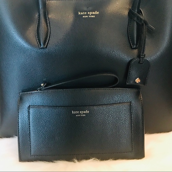 kate spade | Bags | Kate Spade Large Tote Eva Wallet Clutch Black Set ...